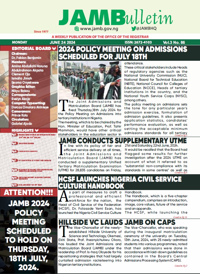 JOINT ADMISSIONS AND MATRICULATION BOARD
